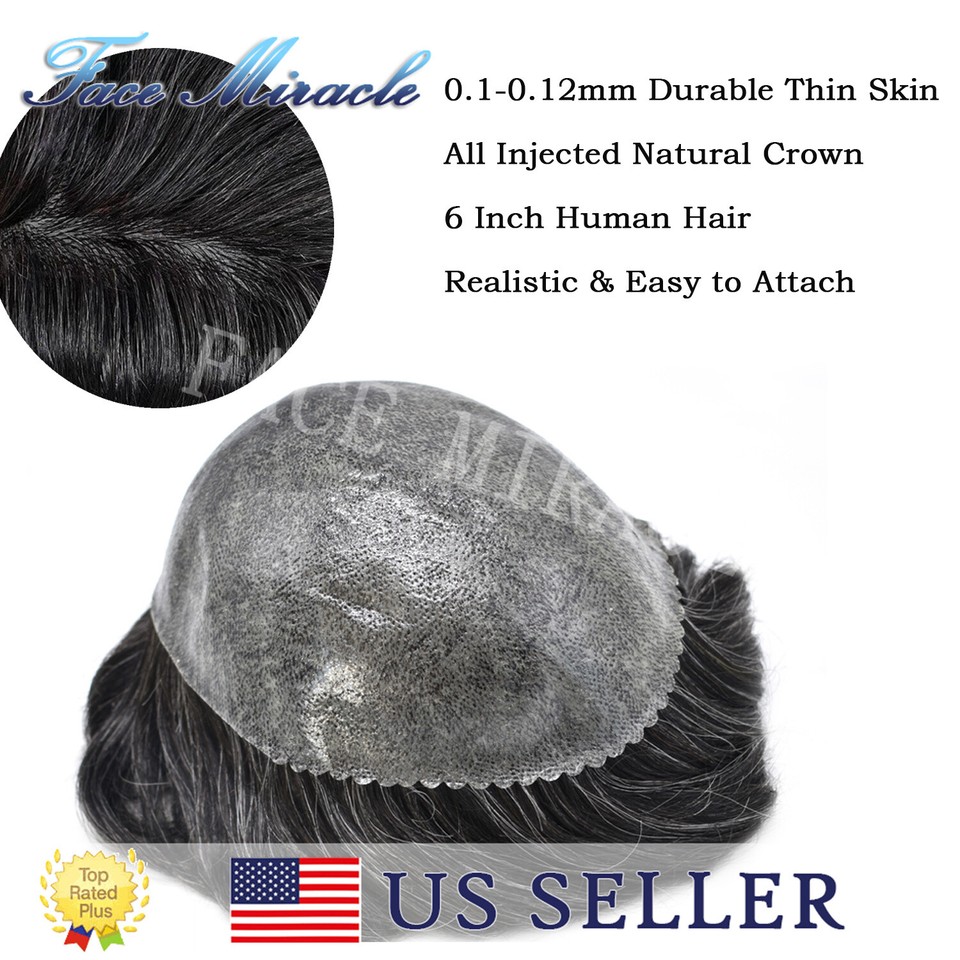 Full Poly Toupee for Men Human Hair System 0.1MM Skin PU Toupee Hair ...