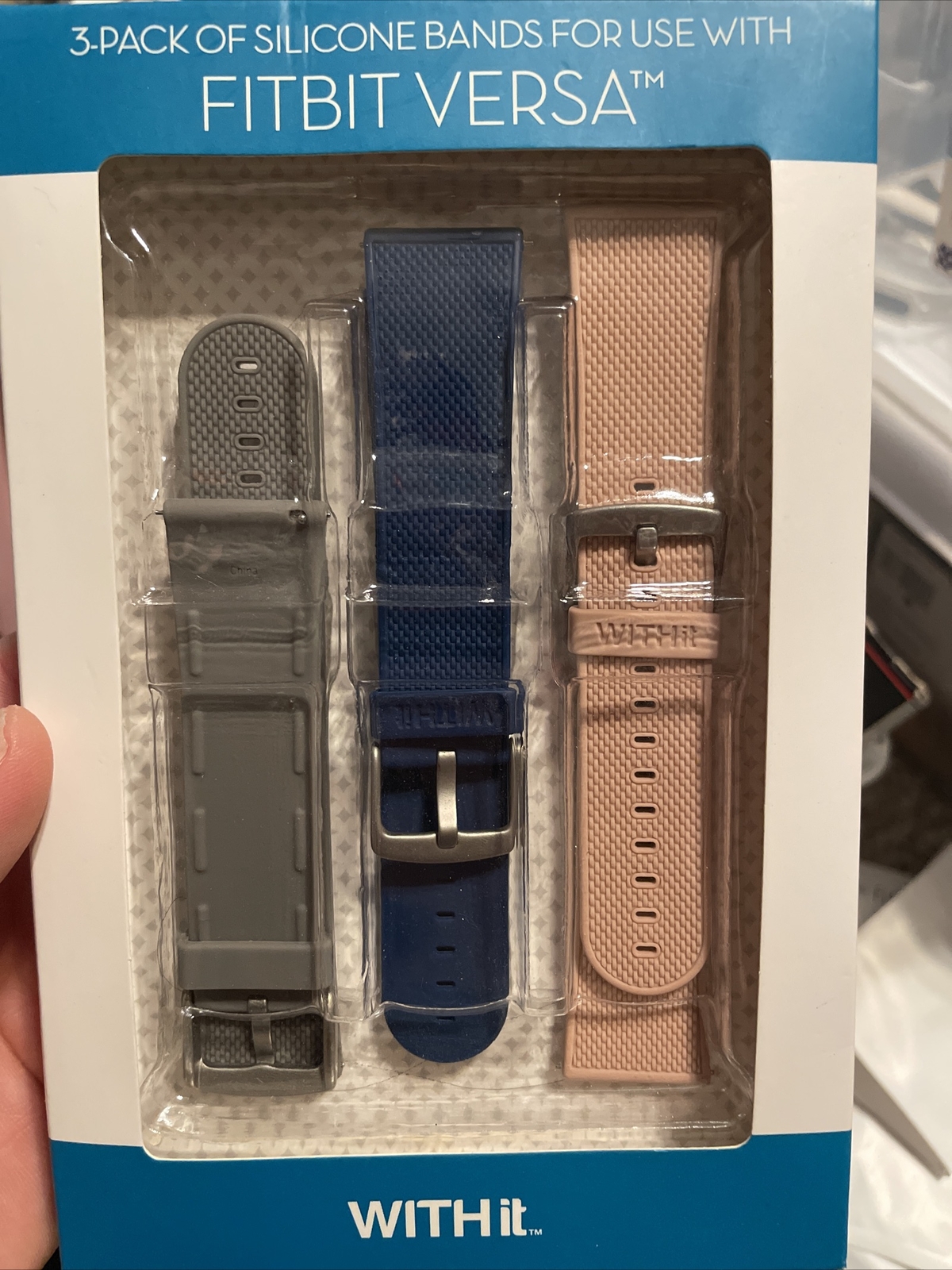 WITHit Band Kit for Fitbit Versa & Versa 2 (3-Pack) - Navy/Light Gray ...