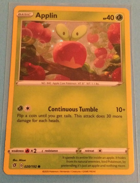 Pokémon TCG Applin Rebel Clash 020/192 Reverse Holo Common for sale ...