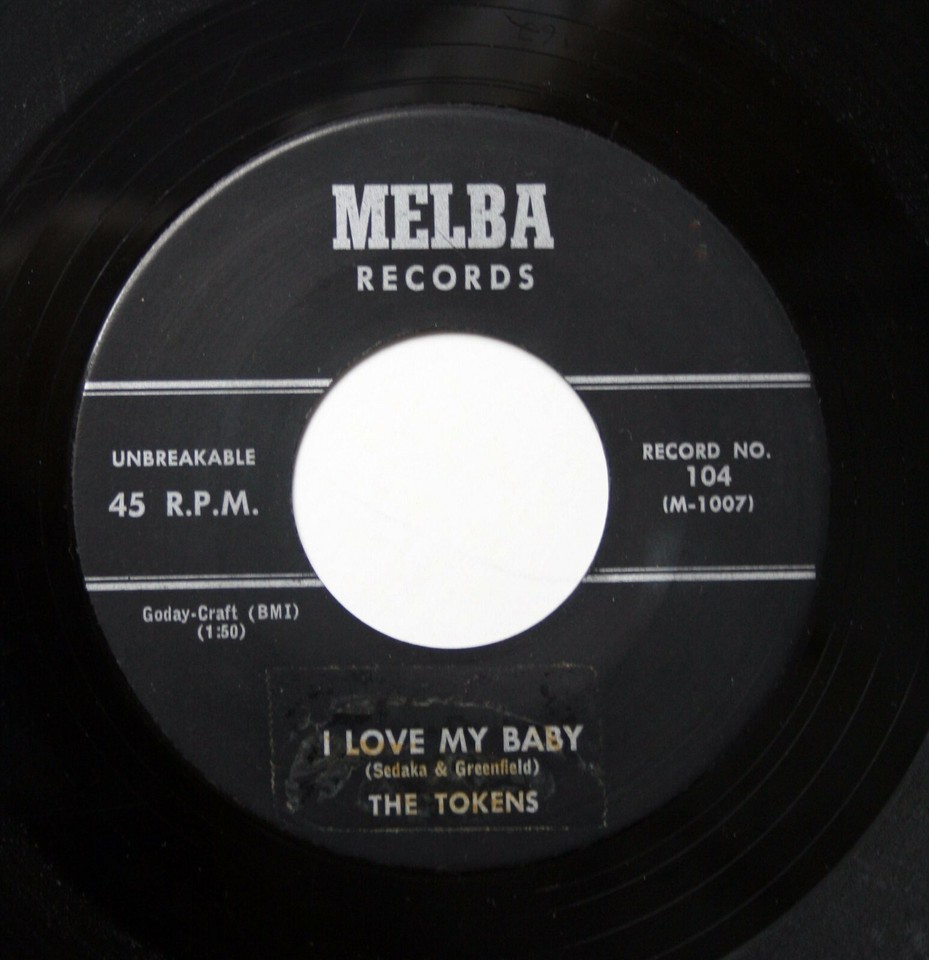 TOKENS w/NEIL SEDAKA Doo Wop 45rpm I Love My Baby b/w While I Dream ...