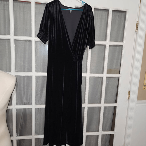 Modcloth Womens Blue Velour Wrap Maxi Dress 1X | eBay