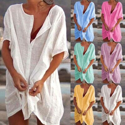 Beach Swimsuit Cover-Ups Women Cotton Cover Up Swimwear Casual Short | eBay