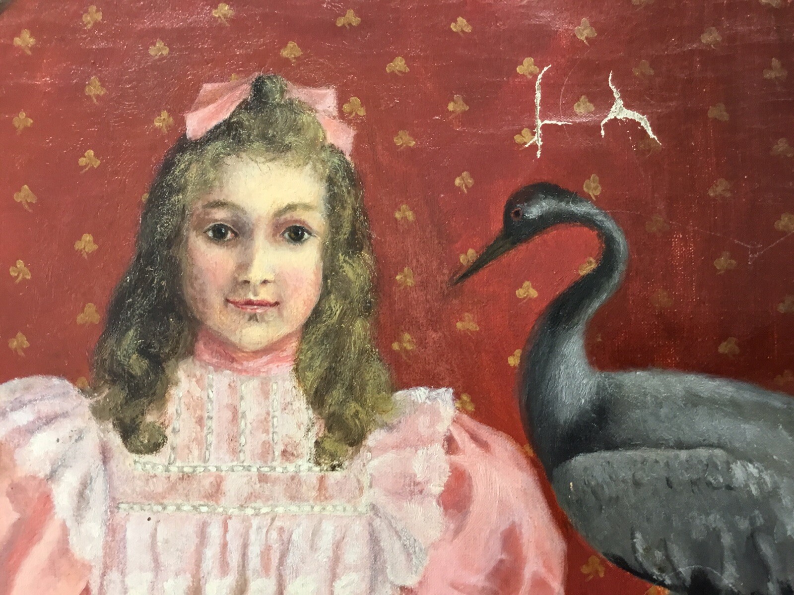 HST « La petite fille » d’Antoine Auguste Thivet vers 1895 , toile ...