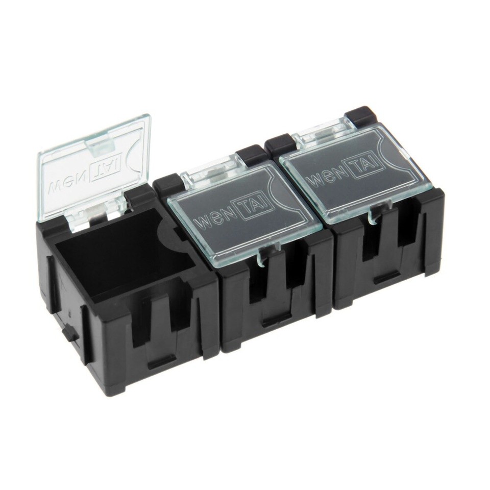 10pcs Plastic Black Electronic Components SMT SMD Storage Boxes ...
