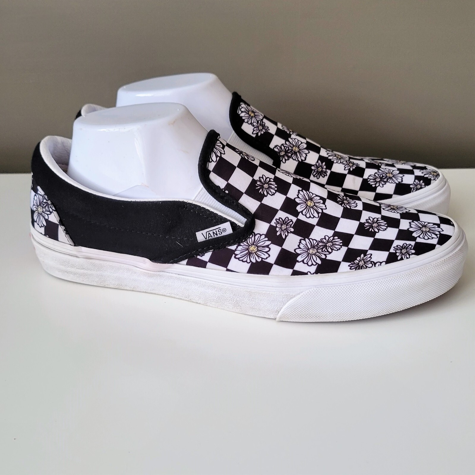 Vans Customs Daisy Checkerboard Slip On Sneakers Unis… - Gem