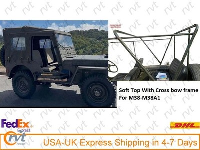 Soft Top For Jeep Willys M38A1/M38/CJ5 +Cross Bow frame Olive Green ...