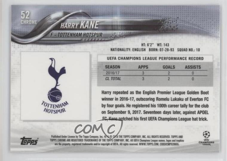 2017-18 Topps Chrome UCL Harry Kane (Kicking) #52 13kb | eBay UK