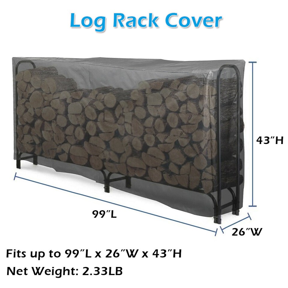 8ft Firewood Log Rack Cover Waterproof Wood Storage Holder Heavy Duty ...
