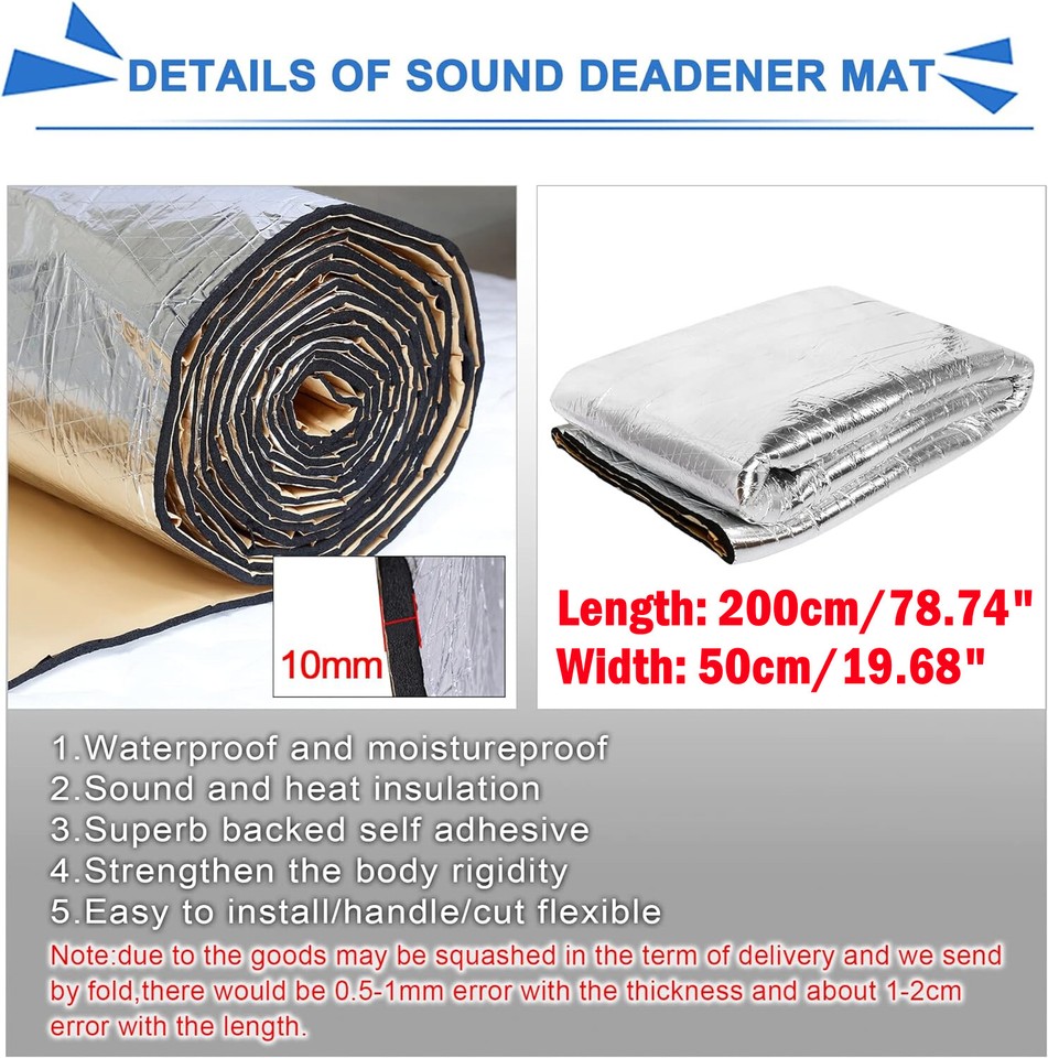 10M Self Adhesive Sound Deadening Mat 10mm Thermal Insulation Foil ...