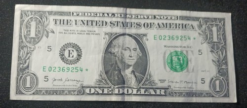 One Dollar Star Note Error Overinked Treasury Seal | eBay