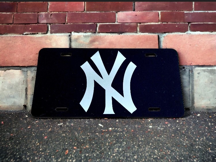 New York Yankees Laser Engraved Front License Plate | Black | Aluminum ...