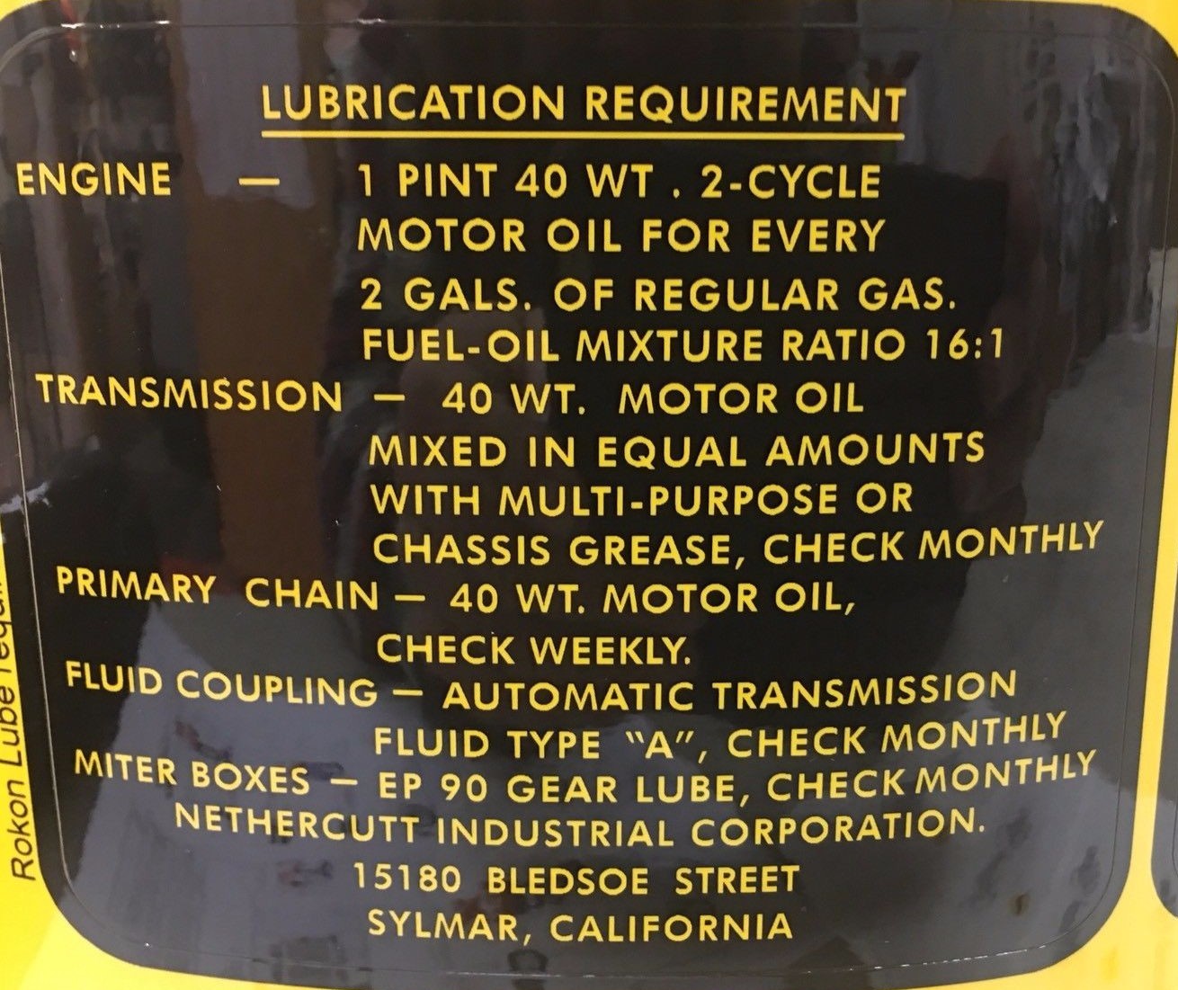 Rokon Inc Mini Bike Decals For 2 Cycle Version Lubrication Sylmar ...