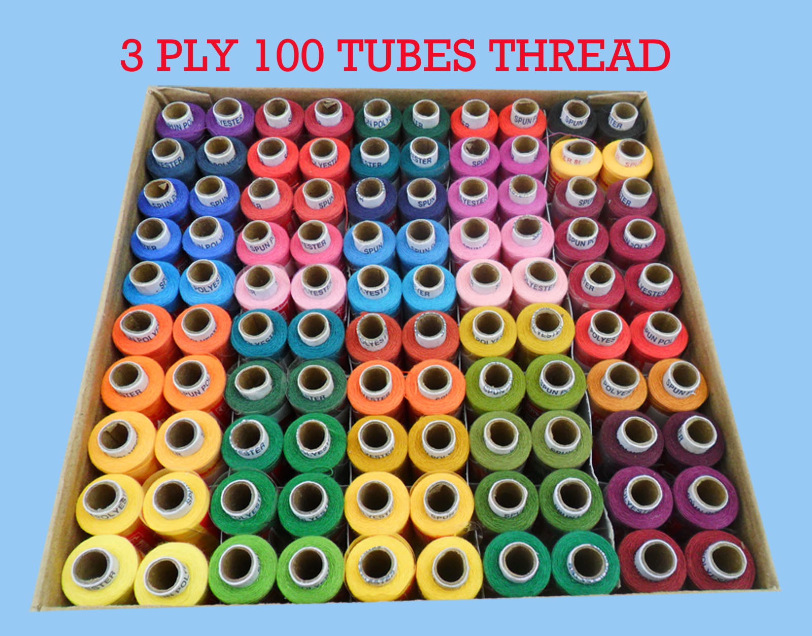 100 REELS X 300MTR MULTICOLOR POLYESTER SEWING MACHINE HAND STITCHING ...