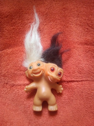 1965 Double Headed Troll Doll, UNEEDA DOUBLE HORSESHOE ON FEET BOTTOMS ...