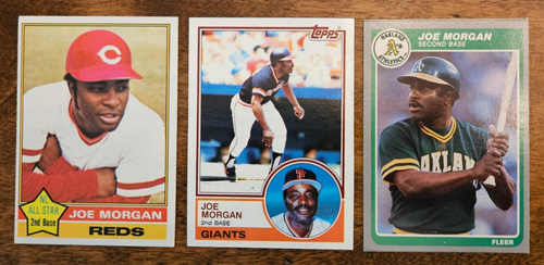 1976 Topps Joe Morgan #420, 1983 Topps Joe Morgan #602 & 1985 Fleer ...
