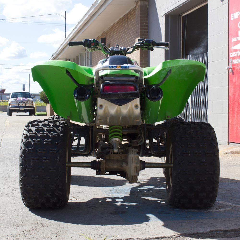 HMF Kawasaki KFX 700 Dual Full Exhaust Black w/Bk Turn Down + Jets (04 ...