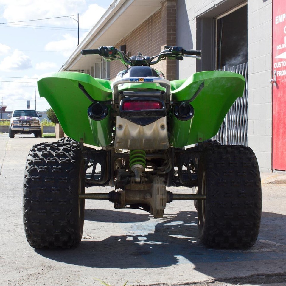 HMF Kawasaki KFX 700 Dual Full Exhaust Black w/Bk Turn Down + Jets (04 ...