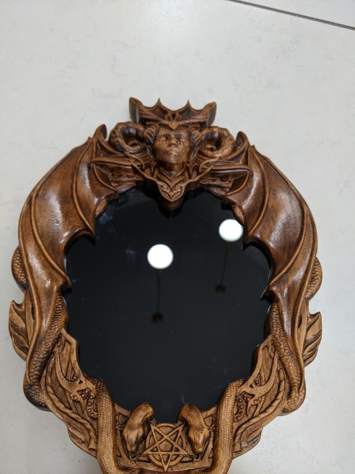 Scrying mirror Goddess Lilith Wall mirror décor Natural wood Pagan ...