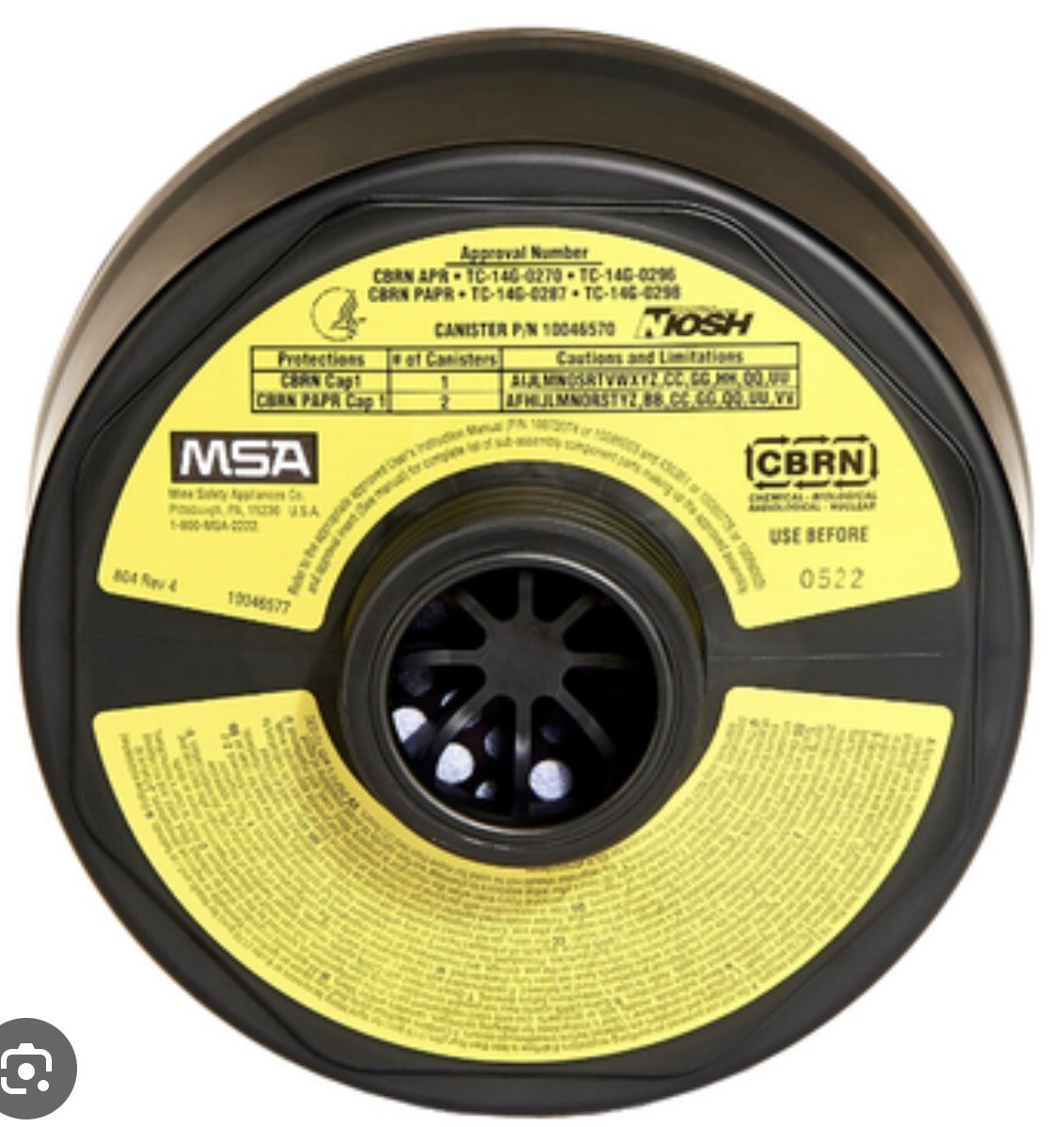 NEW OEM MSA 10046570 CBRN PAPR CAP 1 Gas Mask Filter (Open Out Bag ...