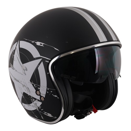 Open Face Scooter Helmet Motorcycle Crash Helmet Star Black Matt ...