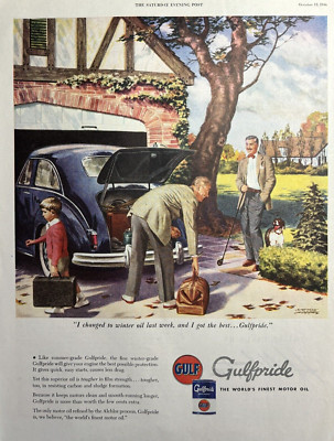 1946 Gulf Motor Oil Worlds Finest Summer Grade Slayton Underhill VTG ...