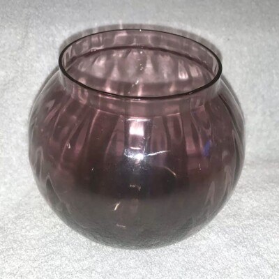 Beautiful Round Plum Glass Vase 4” | eBay