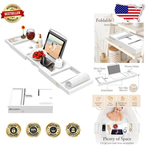 Eco-Friendly Bamboo Bathtub Tray - Foldable Spa Caddy for Ultimate ...