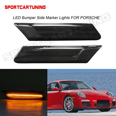 Smoked LED Bumper Side Marker Light For 05-12 Porsche 911 997 987 ...