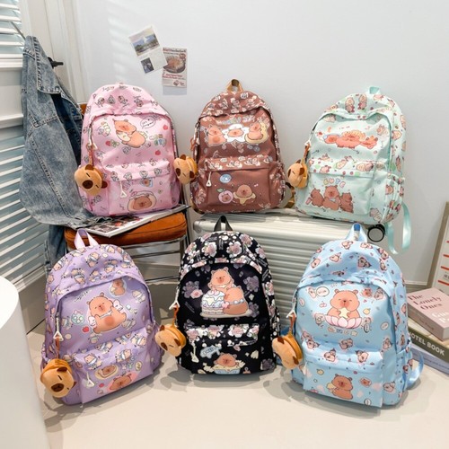 Canvas Capybara Backpack Cartoon Book Bag Cute Students Schoolbag Gifts ...