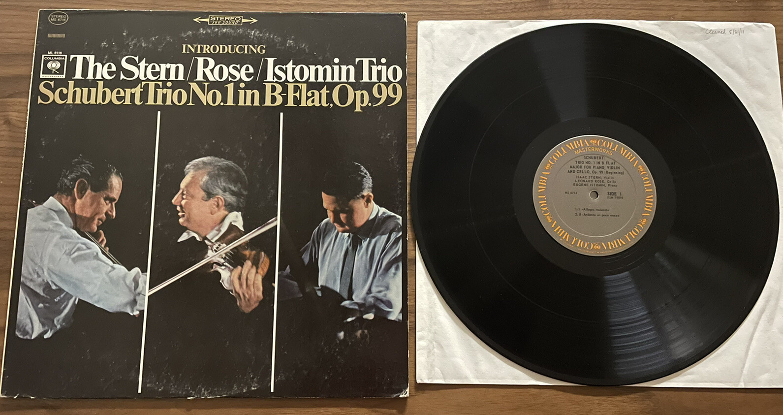 The STERN ROSE ISTOMIN Trio Schubert Trio No. 1 Columbia Masterworks MS ...