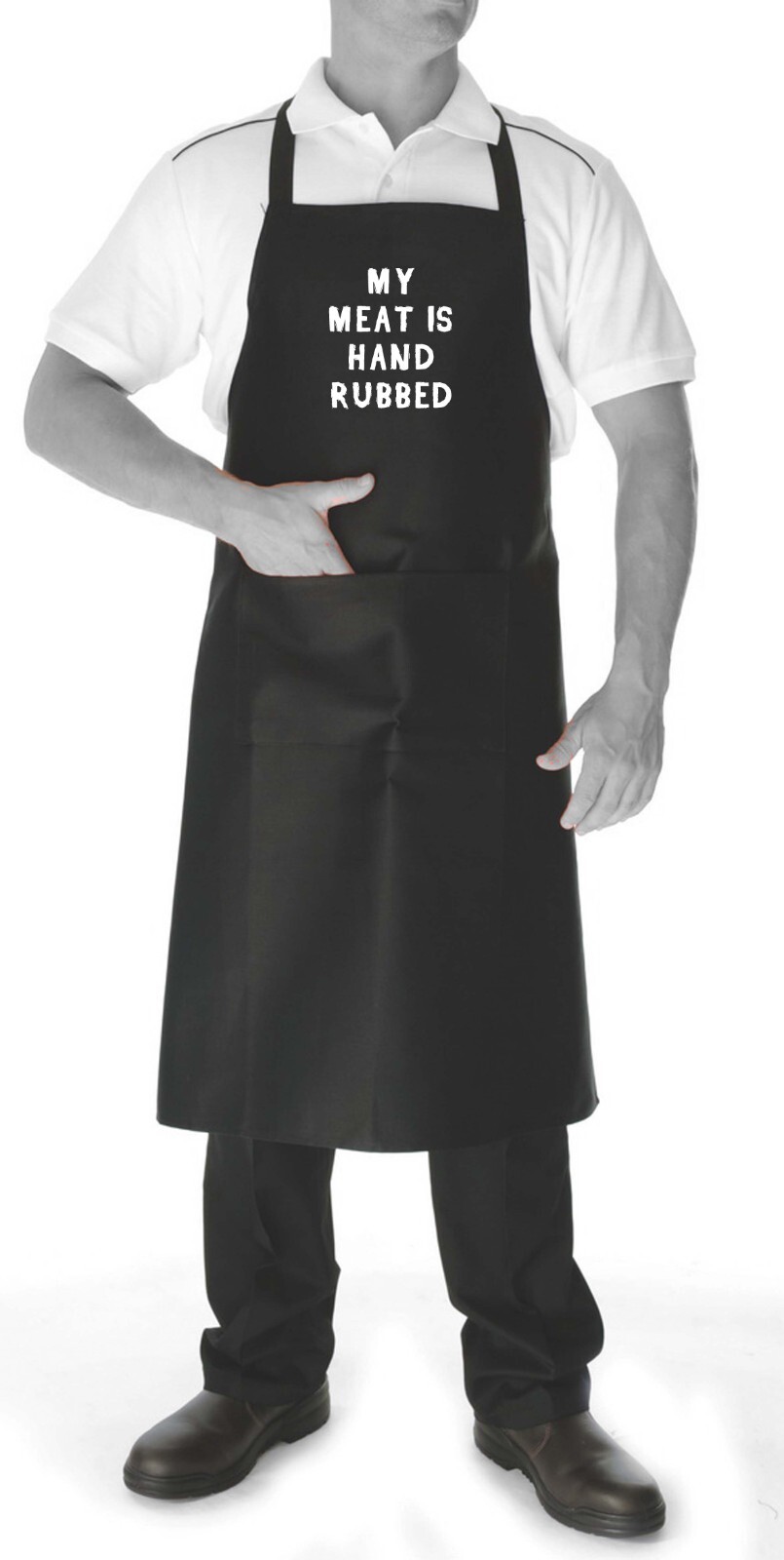 Funny Apron Bar Bbq Kitchen My Meat is hand rubbed Rude fun Men's ...