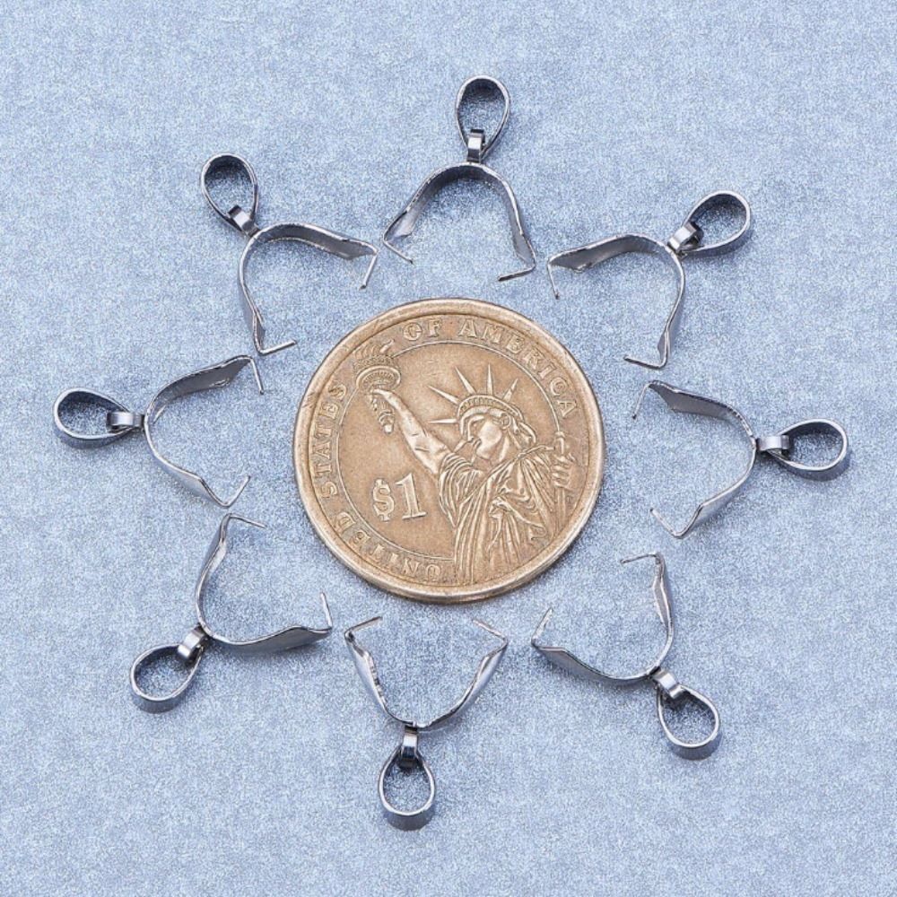 100Pcs 14*8mm Pinch Clip Stainless Steel Dangle Charm Mini DIY Jewelry ...