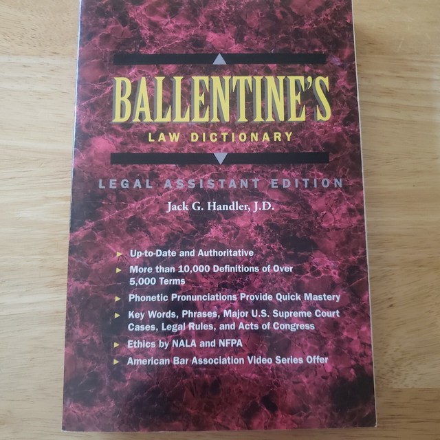 Ballentine's Law Dictionary by Jack G. Handler (1993, Trade Paperback ...
