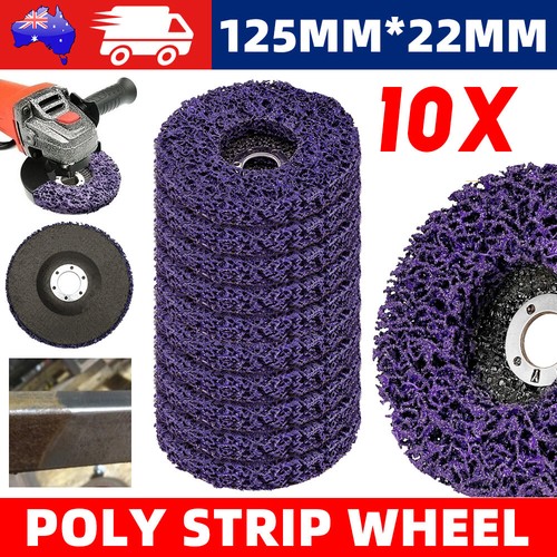 10 x 125mm x 22mm POLY STRIP DISC WHEEL PAINT RUST REMOVAL CLEAN ...