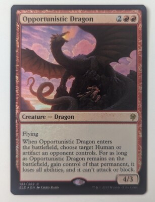 Foil Opportunistic Dragon, Throne of Eldraine, Magic The Gathering, MTG ...