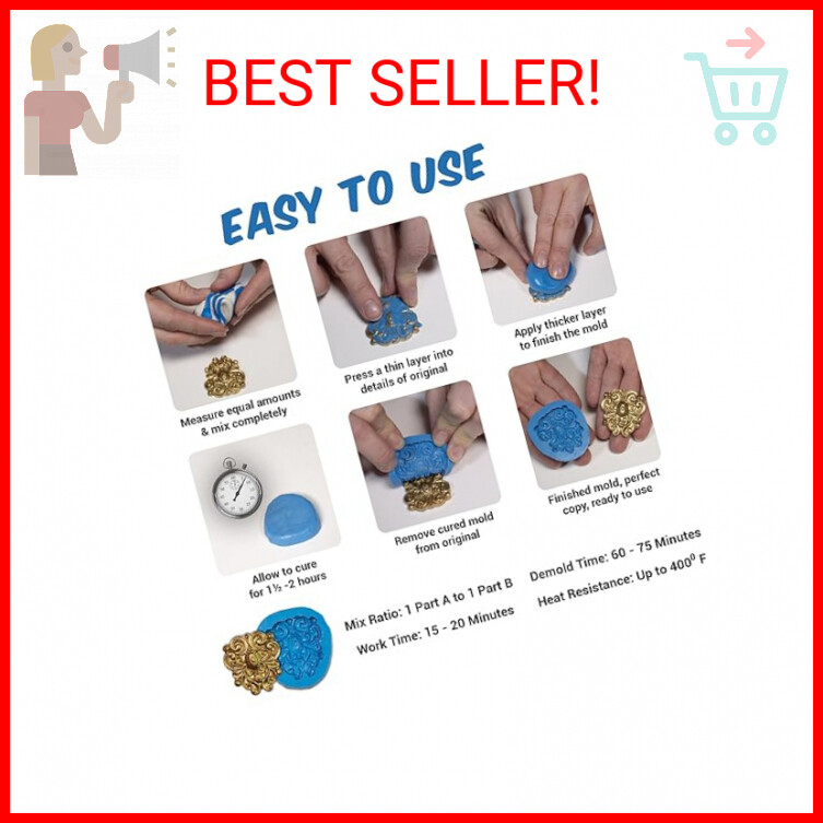 Silicone Plastique DIY Silicone Mold Making Kit, Super Easy 1:1 Mix ...