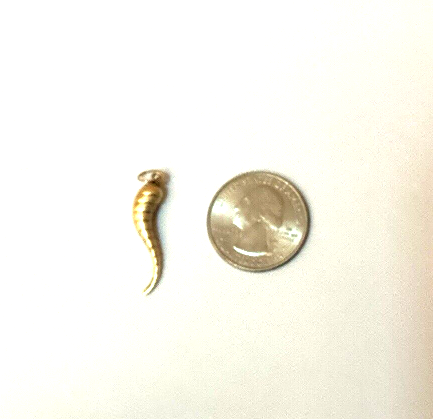 14K Yellow Gold Textured CORNICELLO Italian HORN Good Luck Charm ...