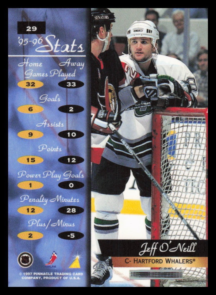 1996-97 Zenith #29 Jeff O'Neill Hartford Whalers | eBay