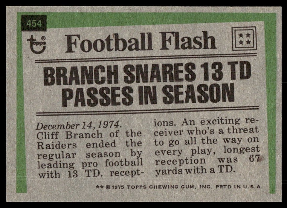 1975 Topps Cliff Branch #454 1974 Highlights Oakland Raiders K1 | eBay