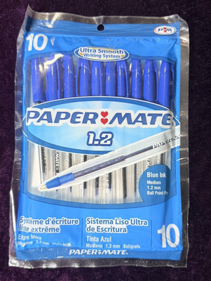 Paper Mate 1.2mm Ballpoint Pens Blue Ink Medium, 10 Pk | eBay