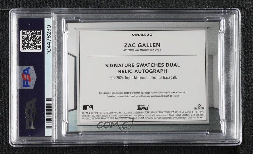 2024 Topps Museum Collection Sapphire 18/20 Zac Gallen #SWDRA-ZG PSA 8 ...