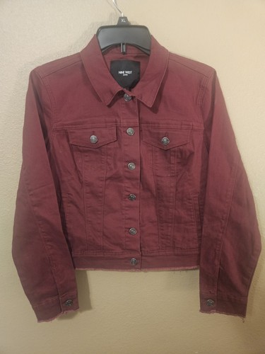 Womens Nine West Cabernet Sarah Fray Hem Denim Jean Jacket Coat sz ...