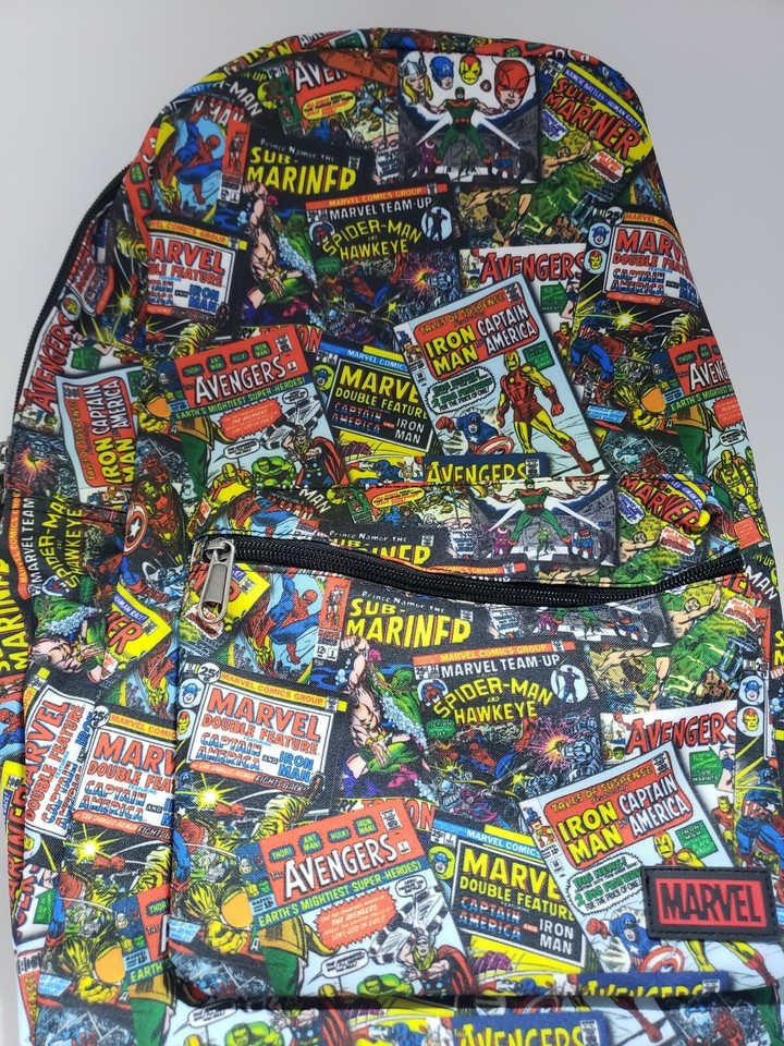 Marvel Comics Backpack 18” Classic AVENGERS Comic Book Nylon School Bag ...