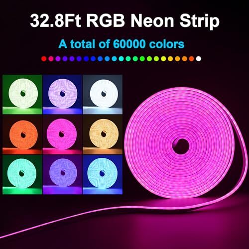 CCILAND 33Ft RGB LED Neon Rope Lights Music Sync Control with App ...