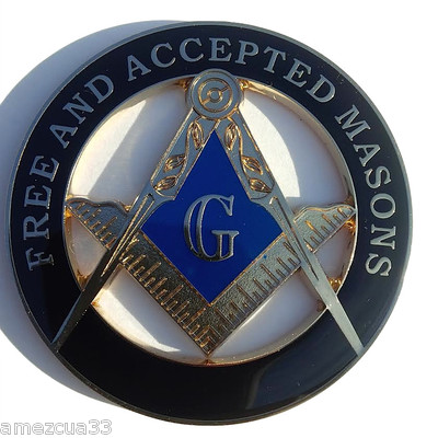 Masonry F&AM Freemasons Auto Emblem Black And Golden Masonic Masonic ...