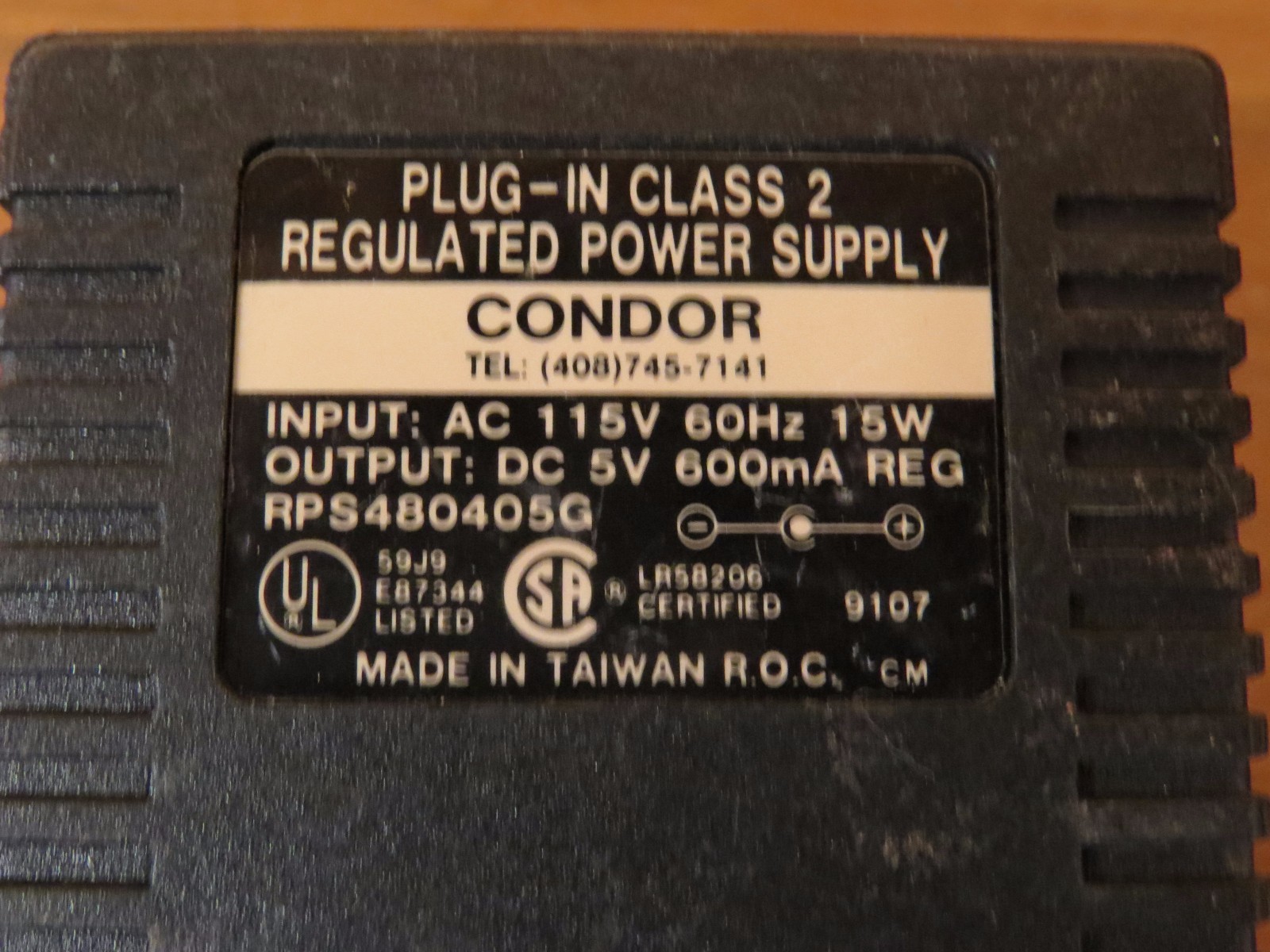 + Condor Plug-In Class 2 Transformer Power Supply/Adapter RPS480405G 5V ...