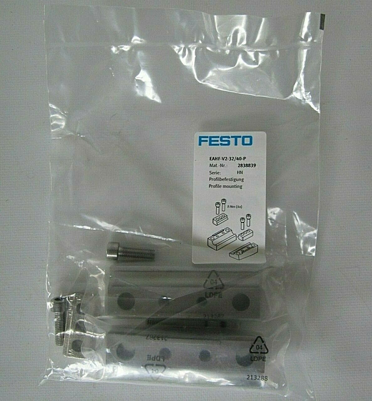 (NEW) Festo Electric Cylinder Profile Mounting Hardware EAHF-V2-32/40-P ...