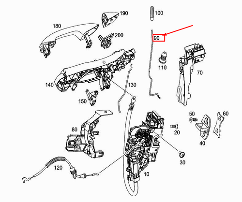 MERCEDES-BENZ GLC X253 Front Right Lock Securing Rod A2537230239 NEW ...
