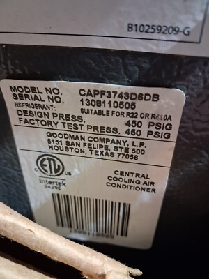 CAPF3743D6, GOODMAN, 3 Ton to 3.5 Ton evaporator coil, R22 or R410A, A ...