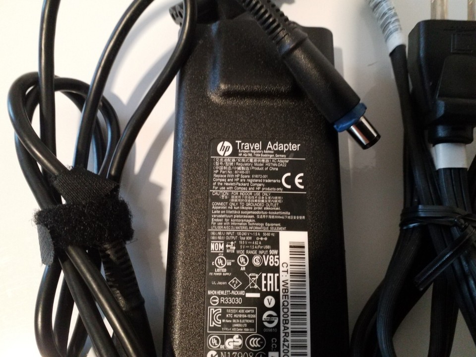 HP Slim Travel Adapter 90W + USB Port AC Power Charger HSTNN-DA22 ...